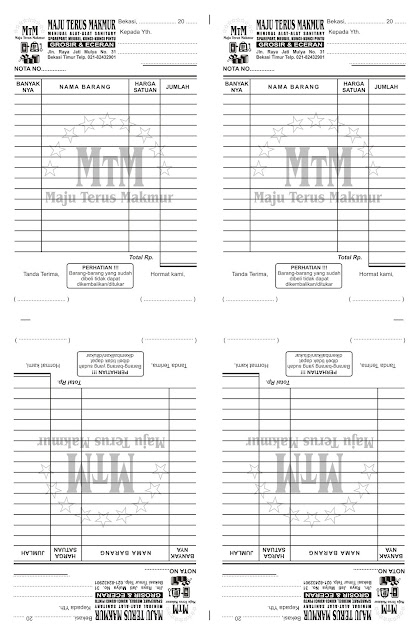 Contoh Nota Ukuran 1/4 Folio Satu Warna | Cahaya Grafindo