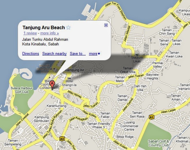 Tanjung Simpang Mengayau & Tanjung Aru: LOCATION OF TANJUNG ARU BEACH