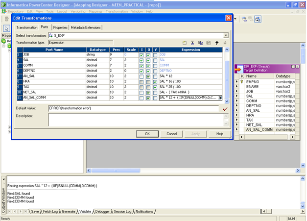 EXPRESSION TRANSFORMATION IN INFORMATICA