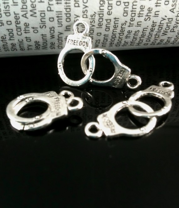 Beads Style: Tibetan Silver Mini Freedom Handcuff Charm Pendant Double ...