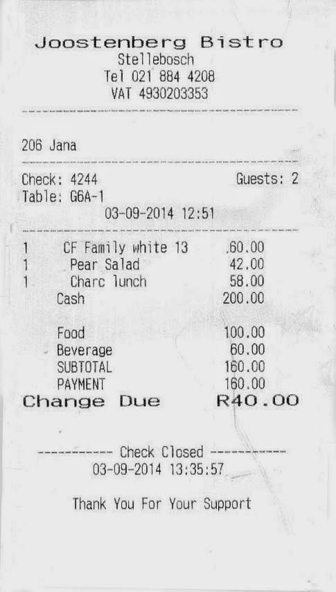 .: Springtime lunch at Joostenberg