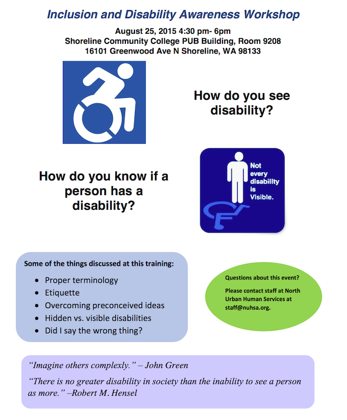 Shoreline Area News: Inclusion and Disability Awareness Workshop