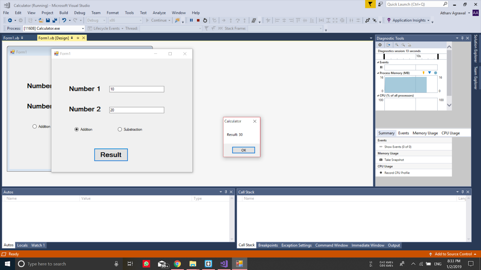 9 Addition Subtraction Form in VB.NET ~ Coding Atharva