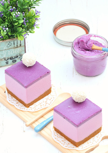 No-bake ( homemade ) ube halaya / ube jam mini cheesecakes with ube ...