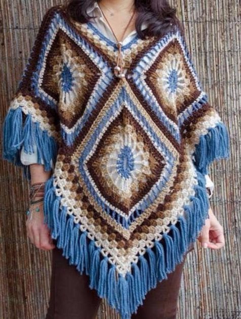 Granny Square Crochet Poncho | Patterns Free - 🧵 CROCHET PATTERNS