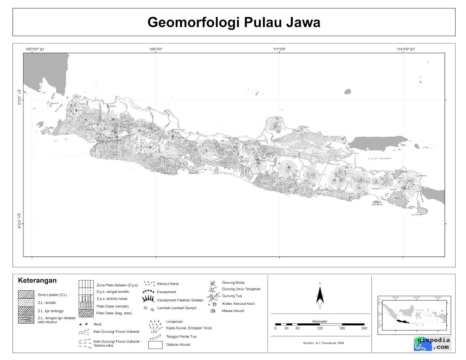 Peta Geomorfologi Pulau Jawa