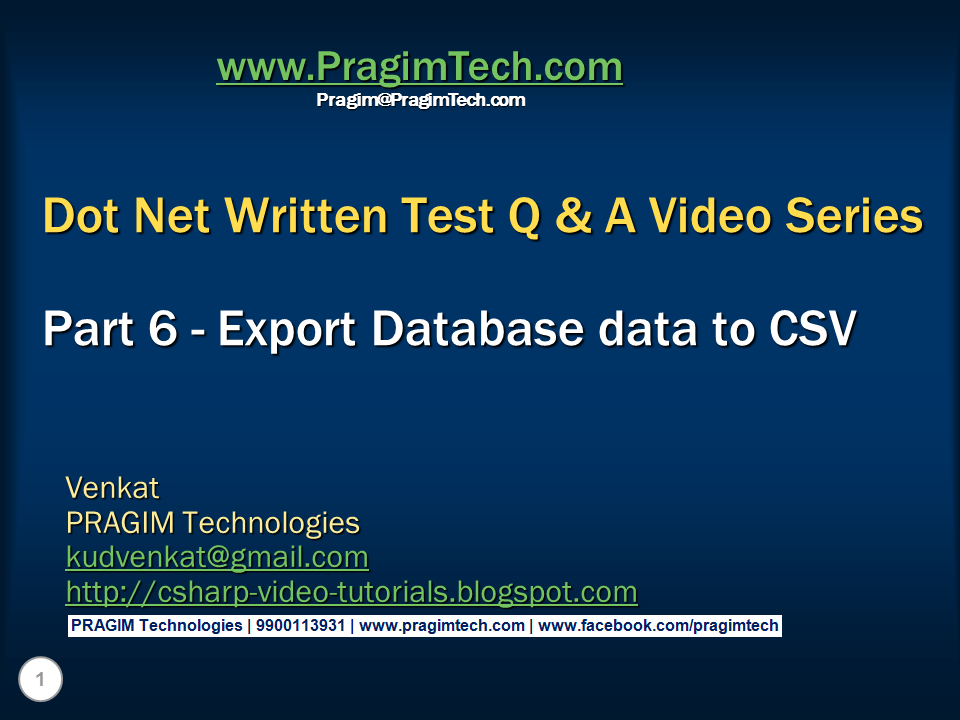 Sql Server Net And C Video Tutorial Part 6 Export Data From Sql Server Database Tables To
