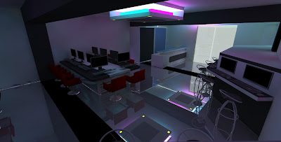 qswitch: 3D structure design : interior design for cyber cafe
