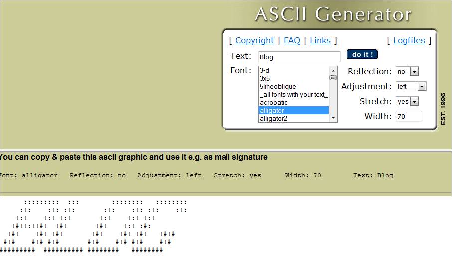 Ascii generator