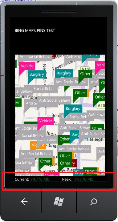 How many pins can Bing Maps handle in a WP7 app - part 1