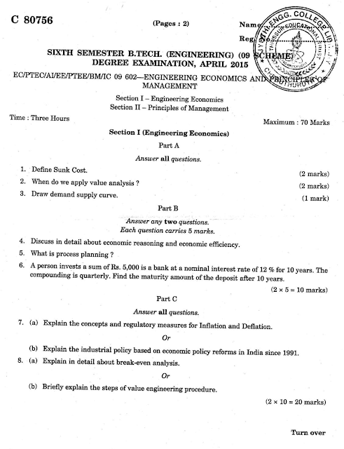 Engineering Economics and Principles of Management UOC April 2015 ...