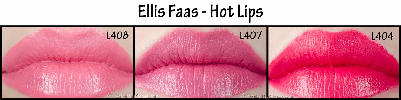 Valentine Kisses: Ellis Faas Hot Lips in shades L408 Baby Pink, L407 Deep Pink, L404 Fluo Pink ...