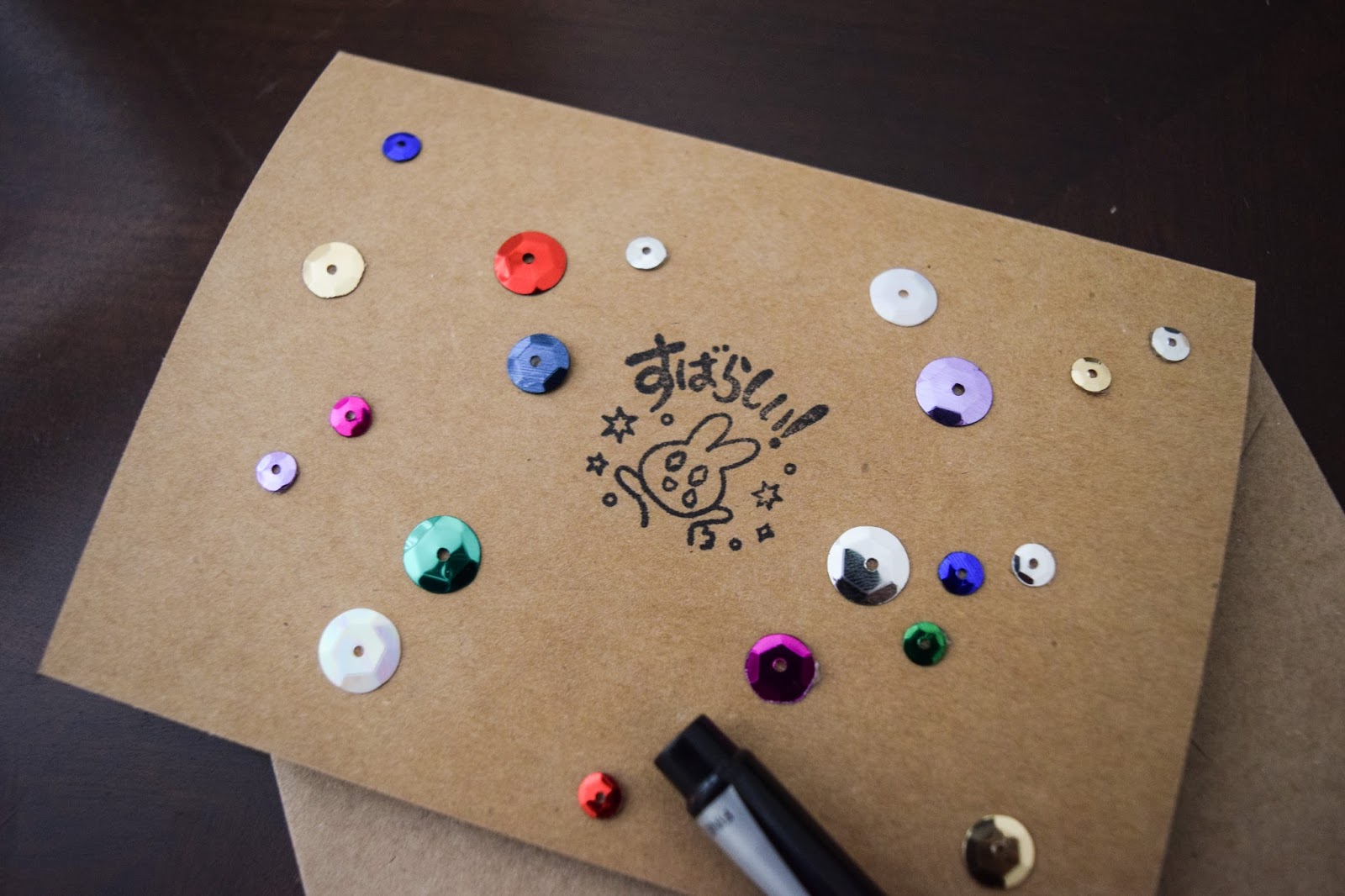 DIY sequined card | The Red Pencil Box