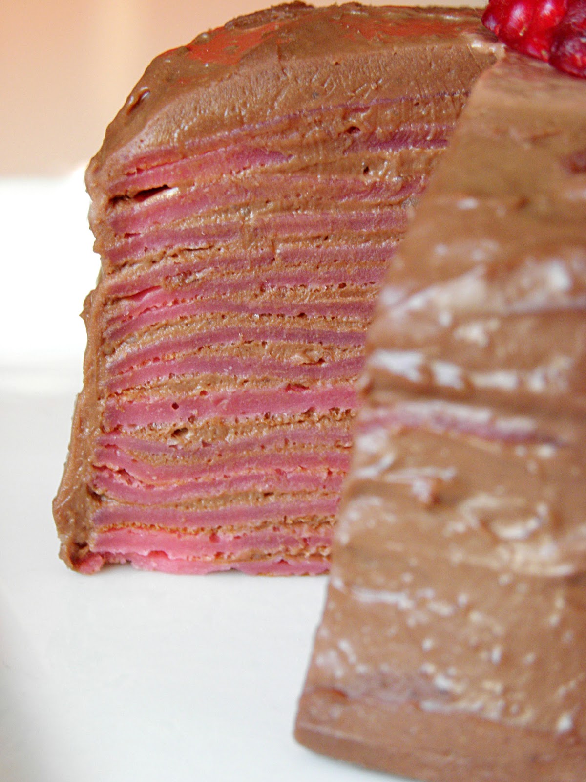 Amélie Cuisine: Pink crepes & chocolate ganache millefeuille