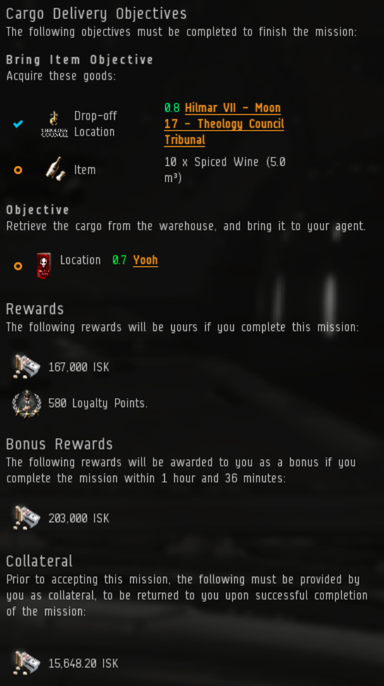 EVE Online Mission: Cargo Delivery L3 Blood Raiders