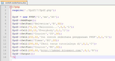 Tutorial FPDF (Part 2) - Contoh Sederhana