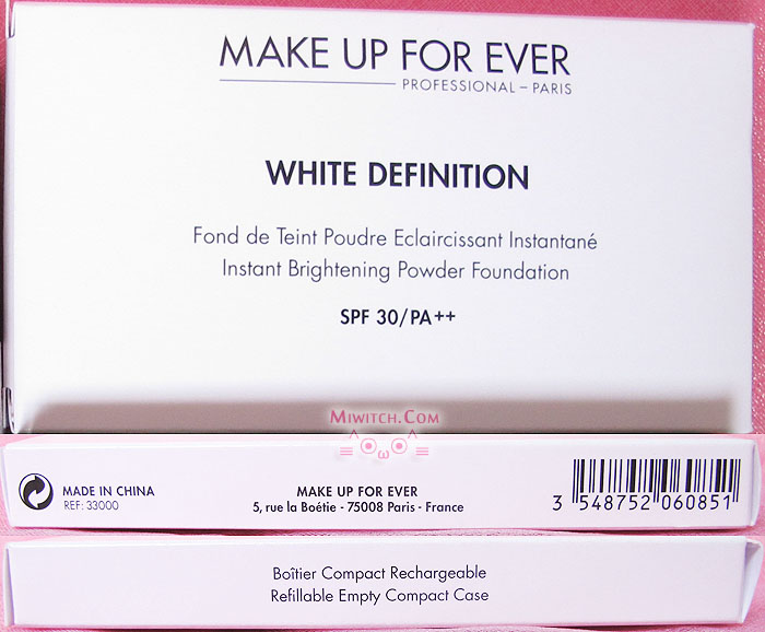 MAKE UP FOR EVER White Definition Instant Brightening Powder Foundation ...