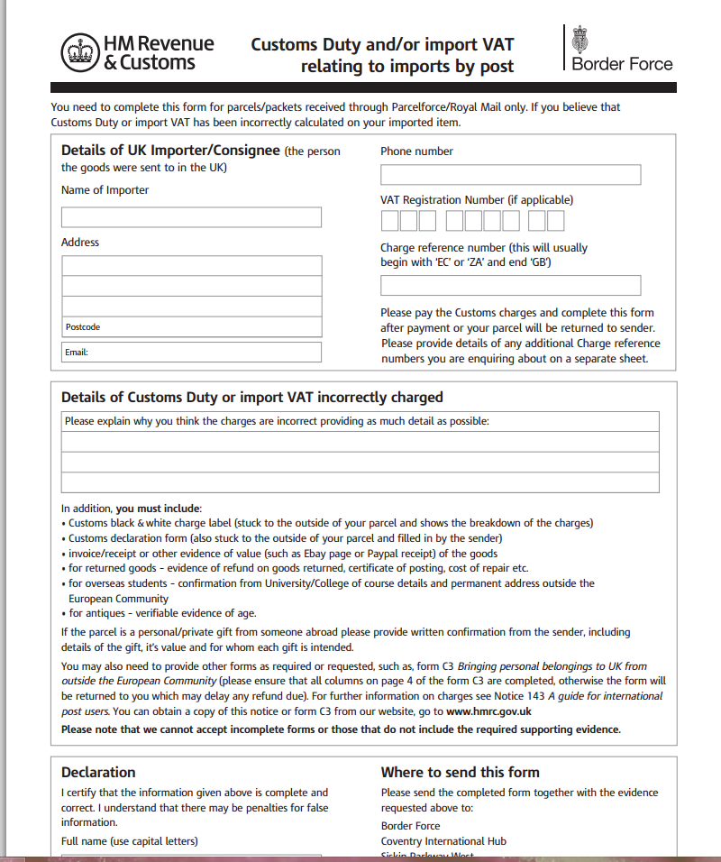Claiming A Refund For A Customs Fee Paid On A Returned Item