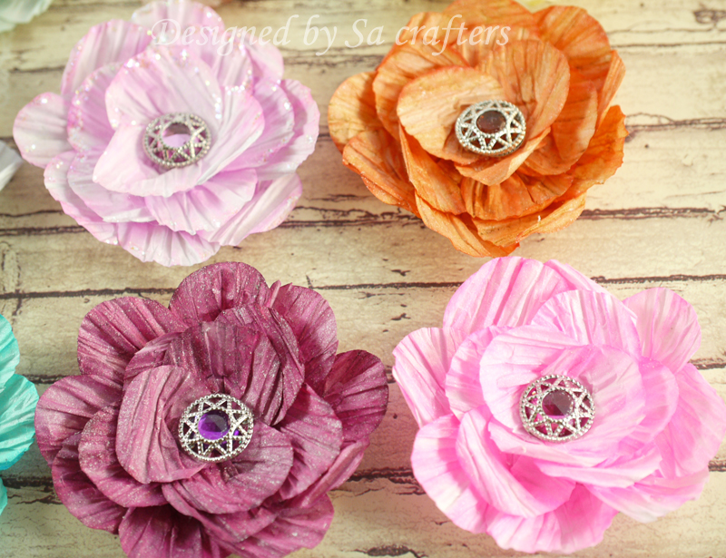 SaCrafters: Twisted paper cord flowers