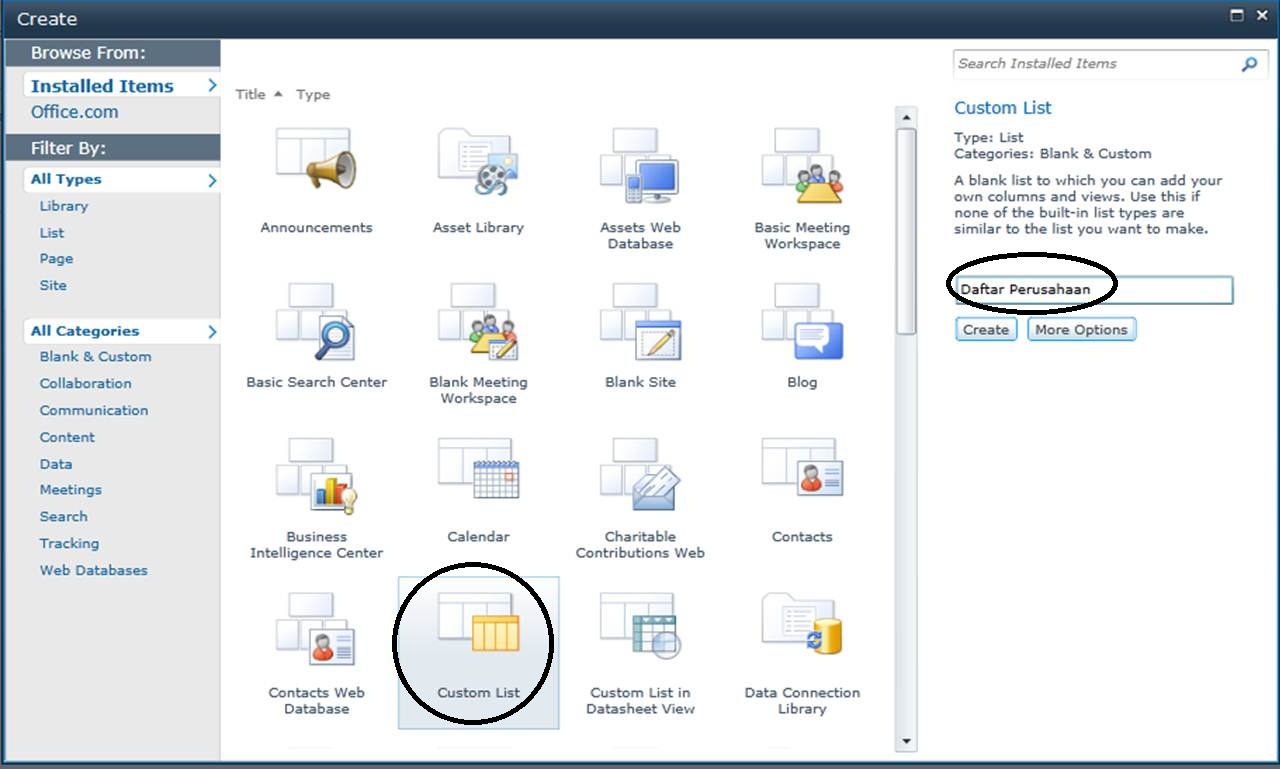 BELAJAR BERBAGI: Membuat List & Filter List di Sharepoint 2010
