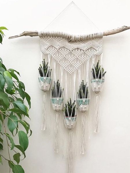 Aprende la técnica de cómo tejer portamacetas colgantes en macrame ...