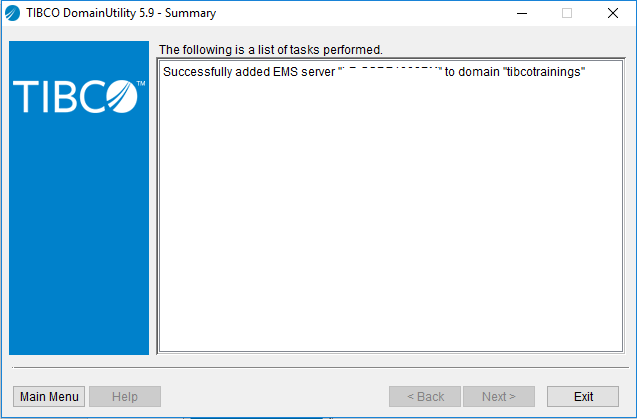 TibcoTrainingBus: Add EMS server to TIBCO Admin Domain