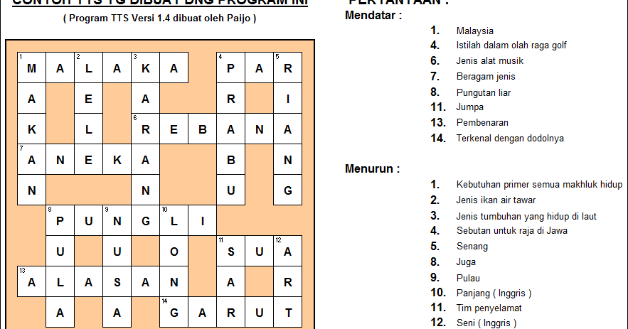 Media Pendidikan Agama Islam: Master Pembuat TTS (Via Ms. Excel)