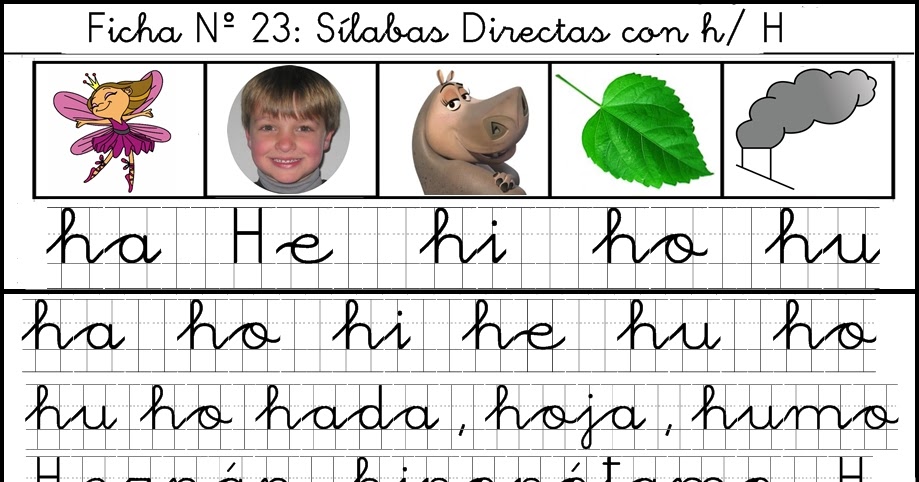 Prim-Erizos: Cartilla y Fichas de trabajo - Sílabas Directas con h/ H