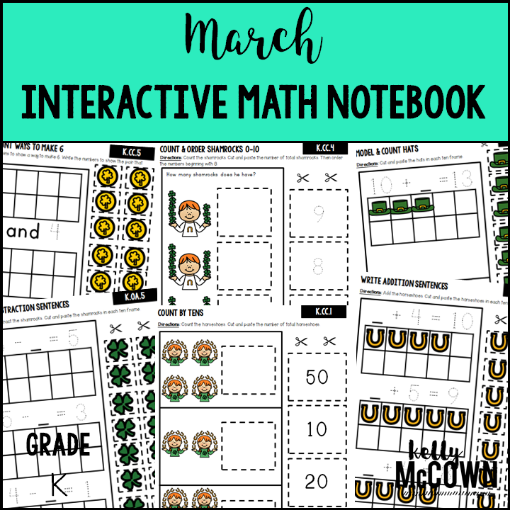 Kelly McCown: March Interactive Math Notebook Kindergarten