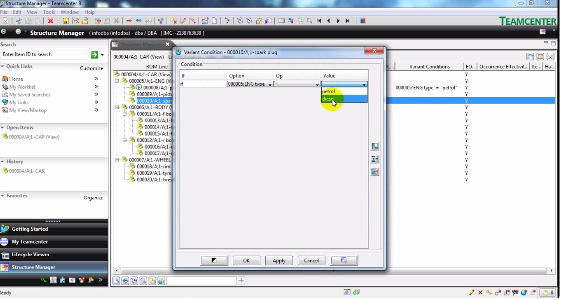 PlmTeamcenter: Variant Management BOM in Teamcenter