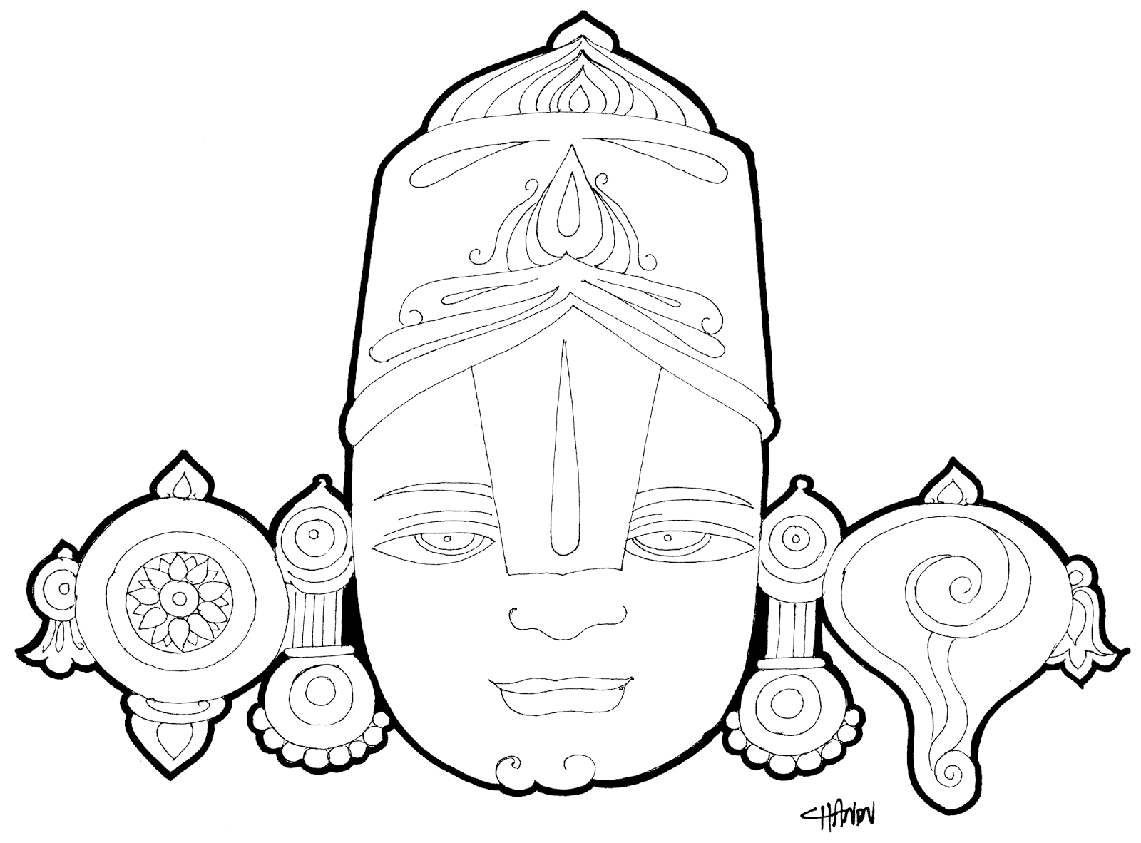 Tamil Cliparts: Venkatachalapathi Line Drawings for invitations