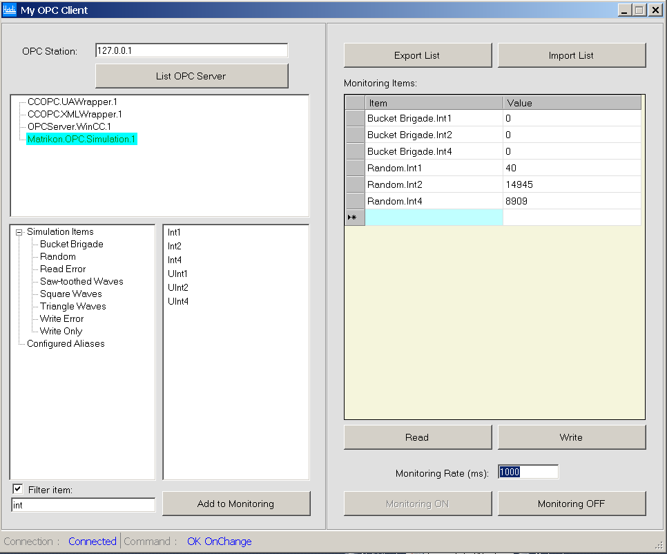 My OPC Client v6 - Export & Import - HadiSCADA