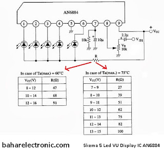 Skema 5 Led VU Display Menggunakan IC