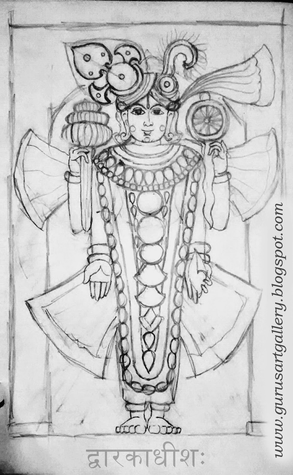 Rough Sketch - Dwarkadhisha SriKrishna - after alankara