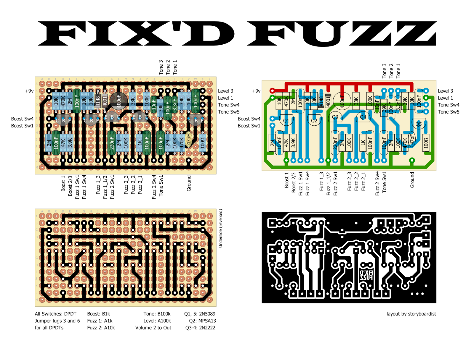 Perf and PCB Effects Layouts: Blackout Effectors Fix'd Fuzz Deluxe