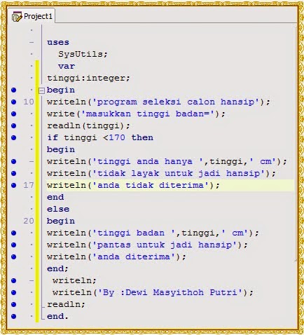 Algoritma Pemrograman: Percabangan Pada Delphi (If Then Else)
