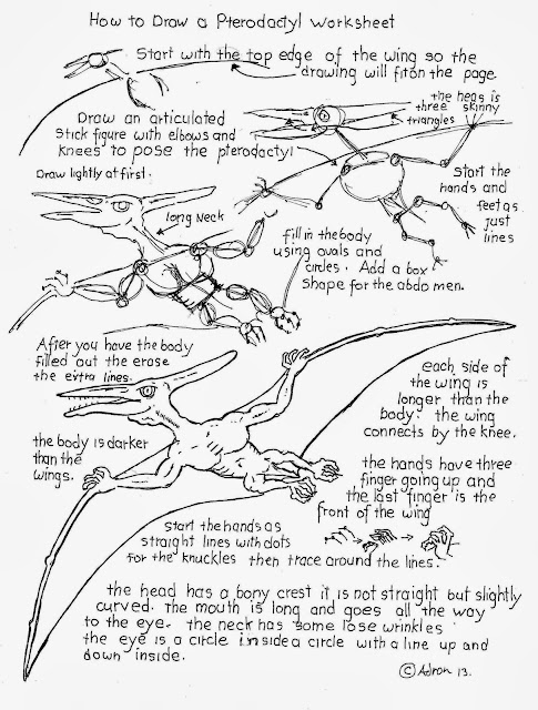 How to Draw Worksheets for The Young Artist: How To Draw A Pterodactyl ...