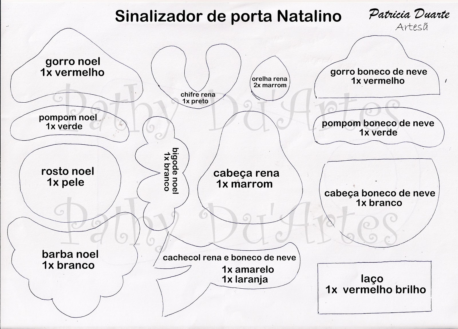 Pathy Du'Artes: Molde das peças ensinadas no 2º Salão do Artesão