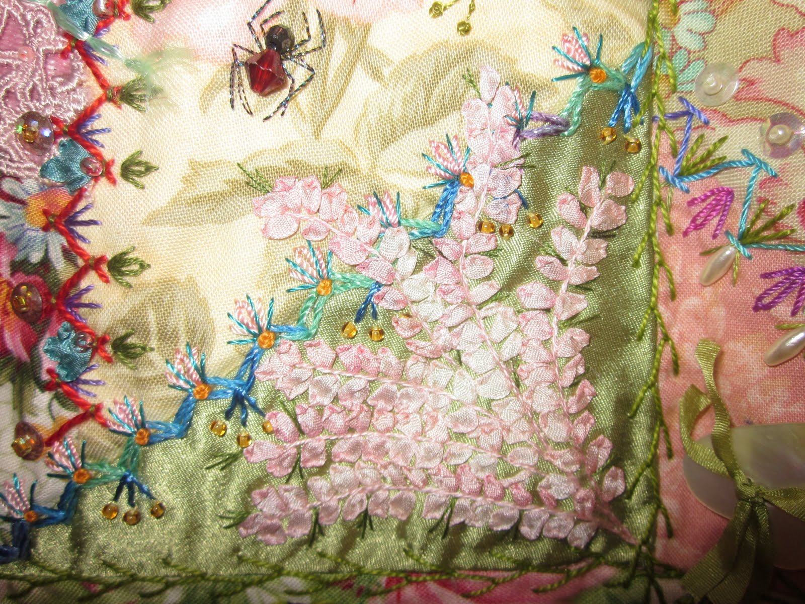 Crazy quilting stitches for homework...........