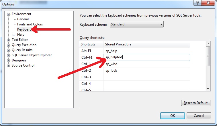 : Table and Stored Procedure helptext using Keyboard - SQL Server Keyboard Shortcut