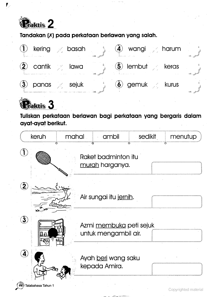 BM TAHUN 1 : Latihan Antonim 1