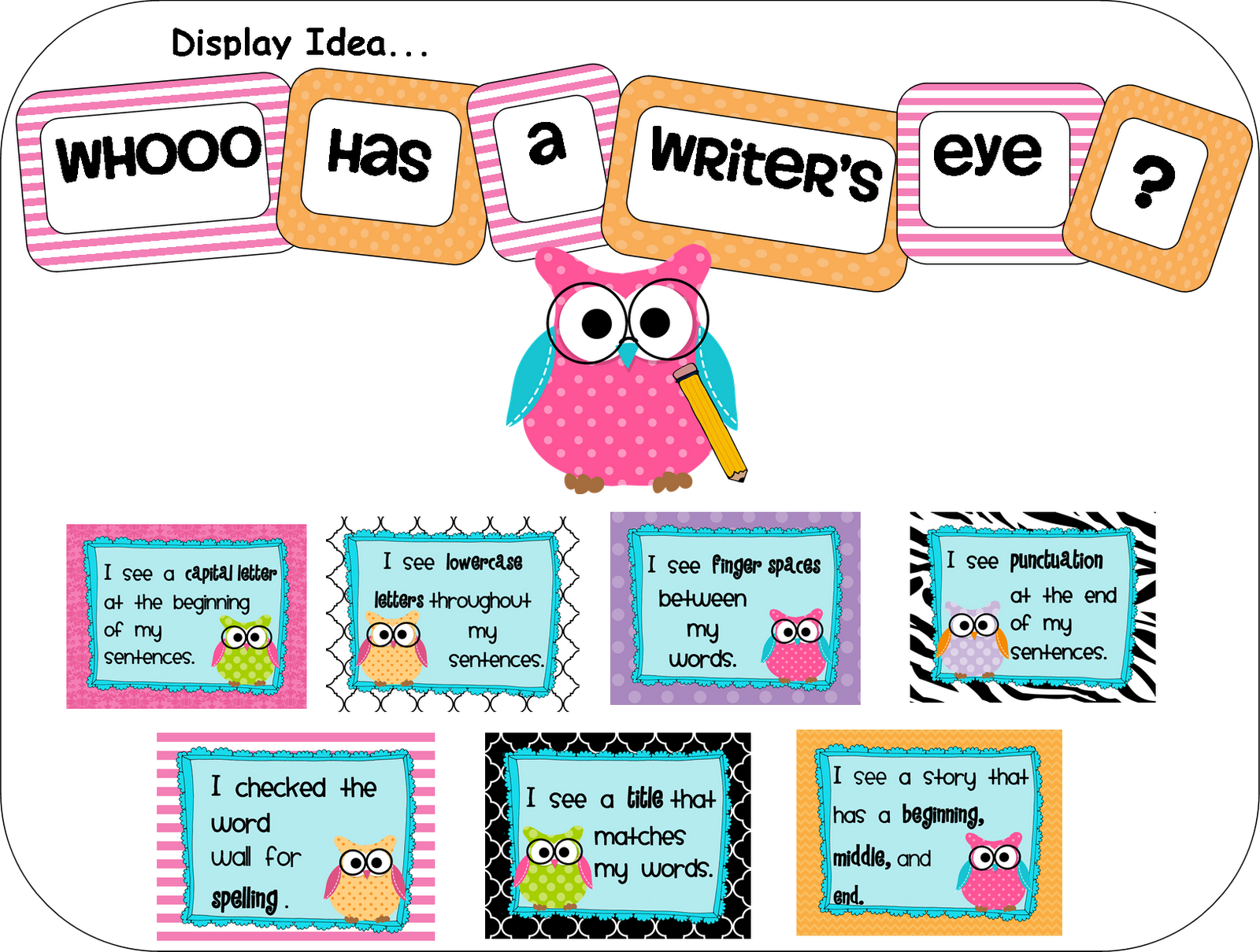 First Grade Glitter and Giggles: Whoooo Has a Writer's Eye?...