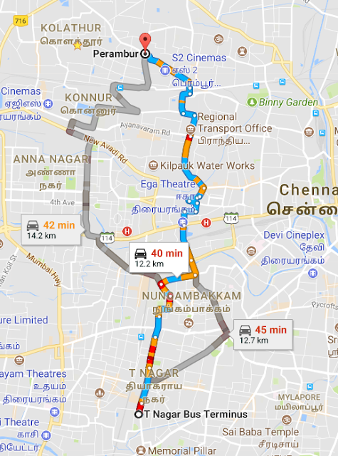 Share Auto Routes – Chennai - T Nagar to Perambur - Share Auto
