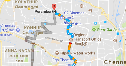 Share Auto Routes – Chennai - T Nagar to Perambur - Share Auto