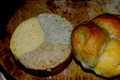 my discovery of Bread: Soft Butter Rolls colored with Thai herbs