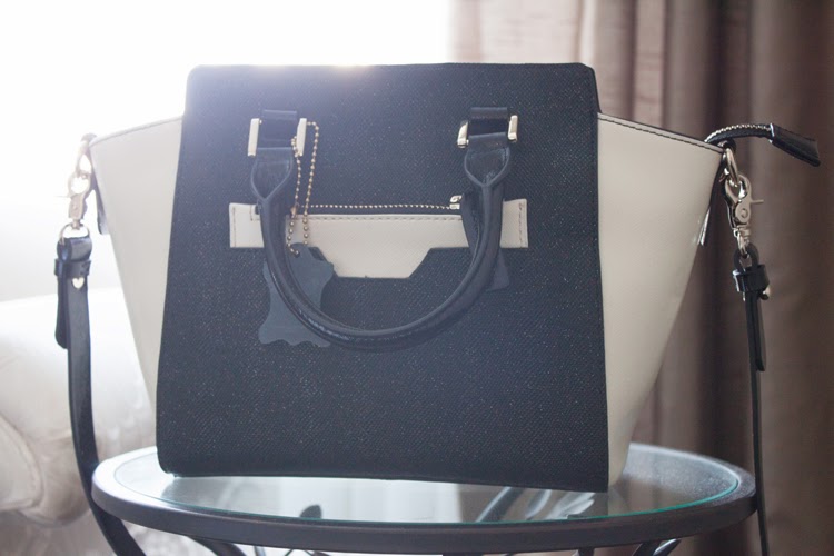 Sincerely, Sabrina: Colorblock trapezoid bag