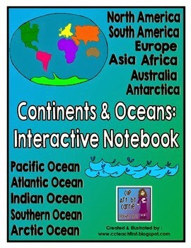 Clip Art by Carrie Teaching First: Continents and Oceans Interactive ...