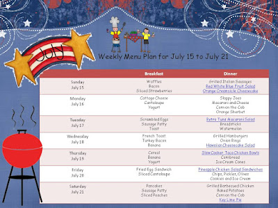 The Life of Grammy: Weekly Menu Plan for July 15 to July 21, 2018