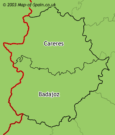 Extremadura Tourism Map Area | Map of Spain Tourism Region and Topography