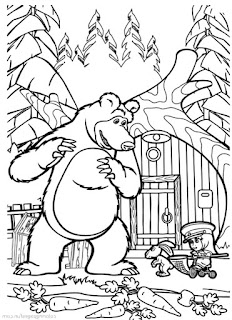 Jocuri pentru copii mari şi mici: Fise de colorat cu Masha si ursul